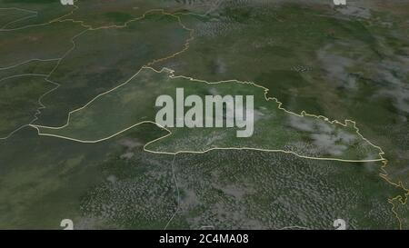 Zoom in on Grand Gedeh (county of Liberia) outlined. Oblique ...