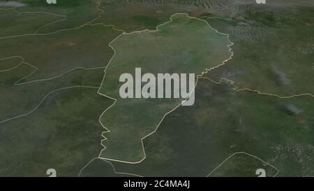 Nimba, county of Liberia. Satellite imagery. Shape outlined against its ...