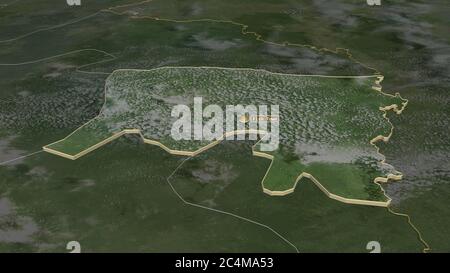 Zoom in on River Gee (county of Liberia) outlined. Oblique perspective ...