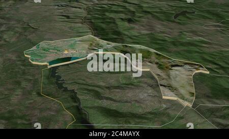 Zoom in on Debar (municipality of Macedonia) extruded. Oblique ...
