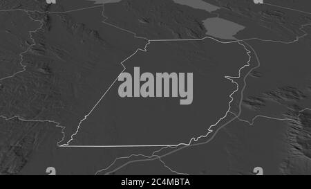 Balaka, district of Malawi. Bilevel elevation map with lakes and rivers ...