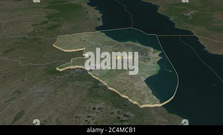 Zoom in on Salima (district of Malawi) extruded. Oblique perspective ...
