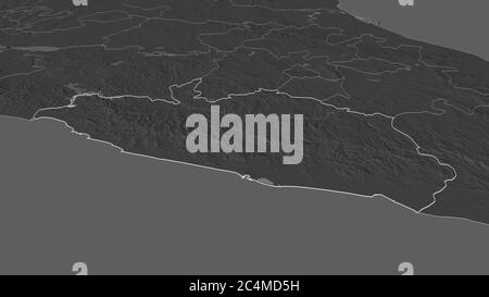 Guerrero, state of Mexico. Bilevel elevation map with lakes and rivers ...