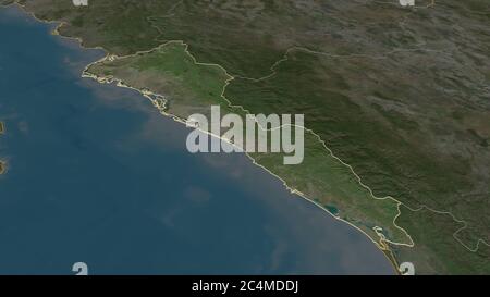 Zoom in on Sinaloa (state of Mexico) extruded. Oblique perspective ...