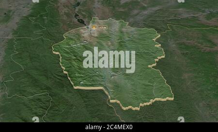 Zoom in on Kayah (state of Myanmar) extruded. Oblique perspective ...