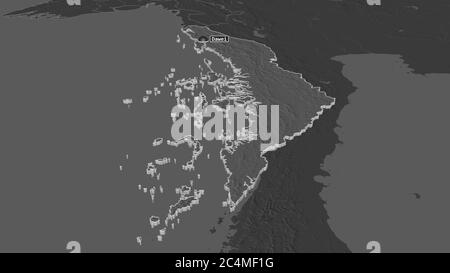 Tanintharyi, division of Myanmar. Bilevel elevation map with lakes and ...