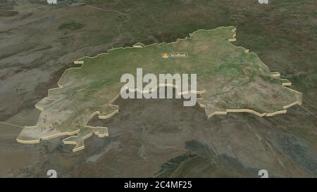 Zoom in on Khomas (region of Namibia) extruded. Oblique perspective ...