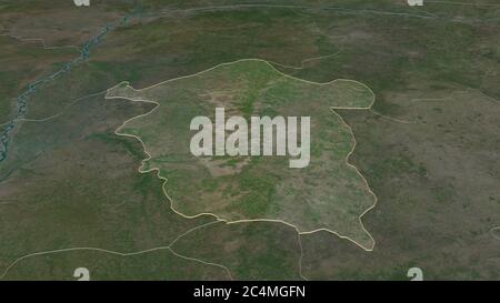 Zoom in on Enugu (state of Nigeria) outlined. Oblique perspective ...