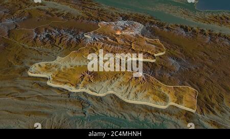 Zoom in on Chimbu (province of Papua New Guinea) extruded. Oblique ...