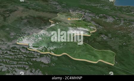 Zoom in on Chimbu (province of Papua New Guinea) outlined. Oblique ...