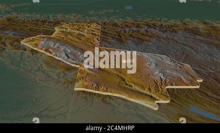 Zoom in on Hela (province of Papua New Guinea) outlined. Oblique ...