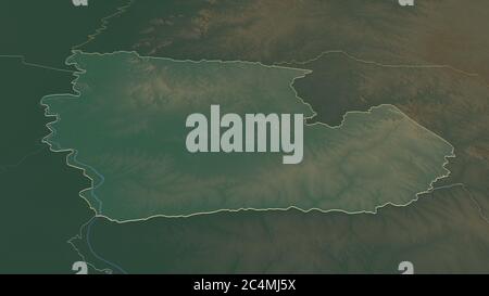 Zoom in on Concepción (department of Paraguay) extruded. Oblique ...
