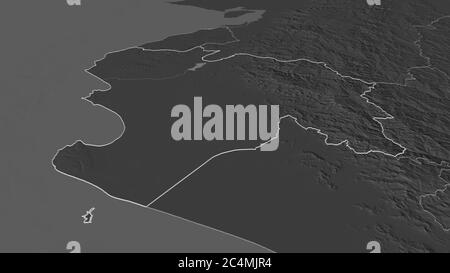 Piura, region of Peru. Bilevel elevation map with lakes and rivers ...