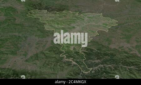 Zoom in on Alba (county of Romania) outlined. Oblique perspective ...