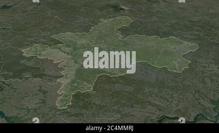 Zoom in on Kirov (region of Russia) outlined. Oblique perspective ...