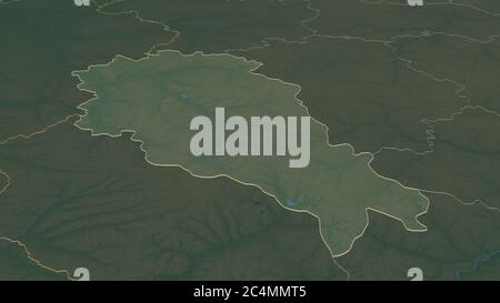 Zoom in on Kursk (region of Russia) extruded. Oblique perspective ...