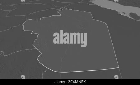 Saudi Arabia outlined on a Bilevel elevation map with lakes and rivers ...