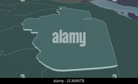 Zoom in on Ar Riyad (region of Saudi Arabia) extruded. Oblique ...