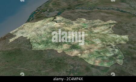 Louga, region of Senegal. Satellite imagery. Shape outlined against its ...