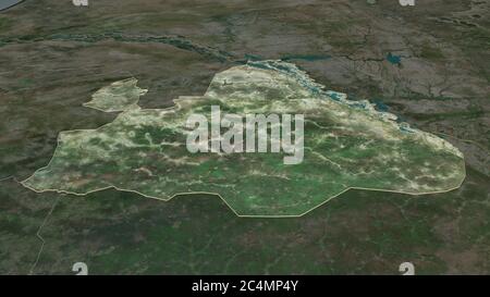 Zoom in on Matam (region of Senegal) outlined. Oblique perspective ...