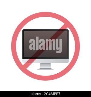 No computer sign. Prohibited sign vector illustration Stock Vector ...