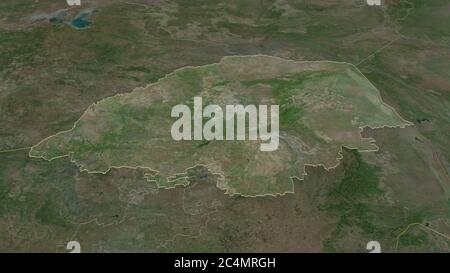Zoom in on Limpopo (province of South Africa) outlined. Oblique ...
