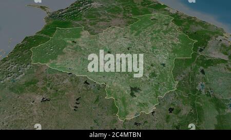 Zoom in on Anuradhapura (district of Sri Lanka) outlined. Oblique ...