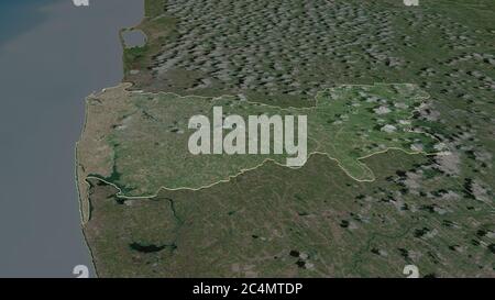 Zoom in on Colombo (district of Sri Lanka) outlined. Oblique ...