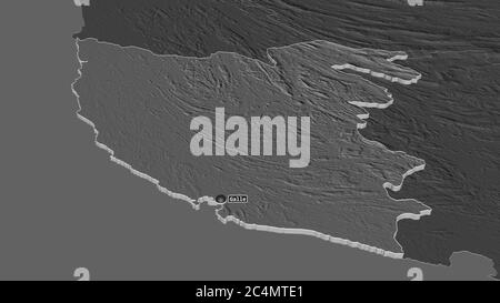 Zoom in on Galle (district of Sri Lanka) outlined. Oblique perspective ...