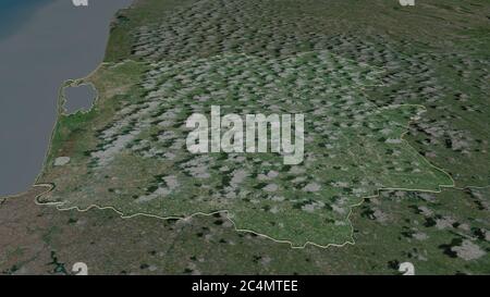 Zoom in on Gampaha (district of Sri Lanka) outlined. Oblique ...