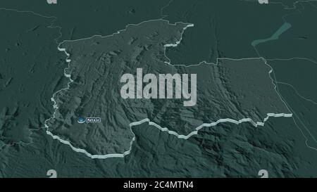 Matale, district of Sri Lanka. Colored shader data with lakes and ...