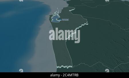 Puttalam, district of Sri Lanka. Colored relief with lakes and rivers ...