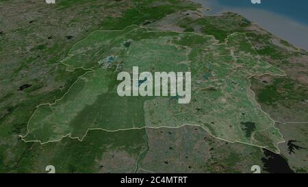 Zoom in on Polonnaruwa (district of Sri Lanka) outlined. Oblique ...