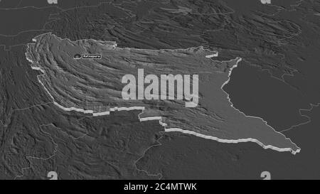 Zoom in on Ratnapura (district of Sri Lanka) extruded. Oblique ...
