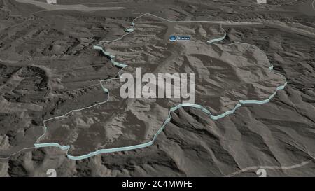 Zoom in on Glarus (canton of Switzerland) outlined. Oblique perspective ...