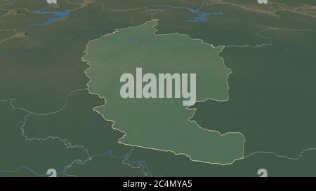 Zoom in on Maha Sarakham (province of Thailand) extruded. Oblique ...