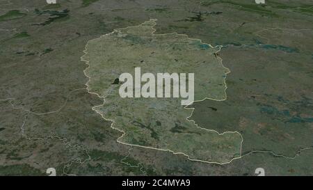 Zoom in on Maha Sarakham (province of Thailand) outlined. Oblique ...