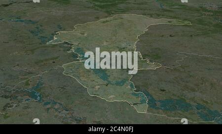 Zoom in on Yasothon (province of Thailand) outlined. Oblique ...
