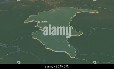 Zoom in on Yasothon (province of Thailand) outlined. Oblique ...
