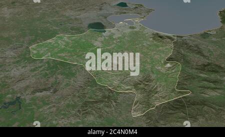 Zoom in on Ben Arous (governorate of Tunisia) outlined. Oblique ...