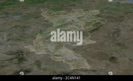 Zoom in on Siliana (governorate of Tunisia) outlined. Oblique ...