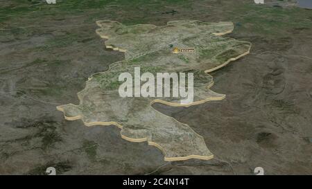 Zoom in on Siliana (governorate of Tunisia) extruded. Oblique ...