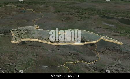 Zoom in on Iğdır (province of Turkey) outlined. Oblique perspective ...