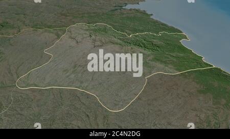 Zoom in on Kirklareli (province of Turkey) outlined. Oblique ...
