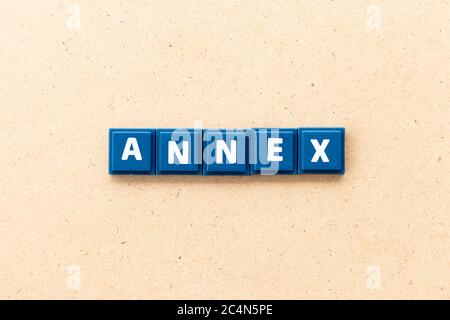 Tile alphabet letter with word appendix in red color rack on wood ...