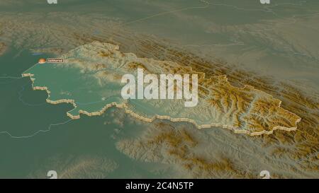 Zoom in on Transcarpathia (region of Ukraine) outlined. Oblique ...