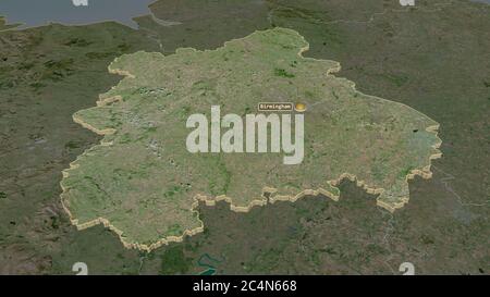 Zoom in on West Midlands (region of United Kingdom) extruded. Oblique ...