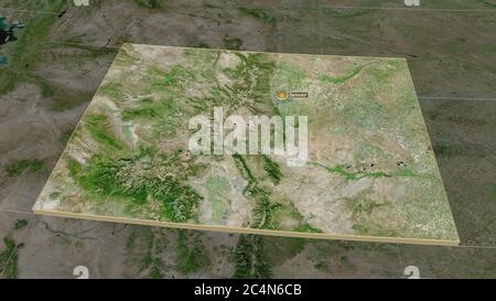 Zoom in on Colorado (state of United States) outlined. Oblique ...