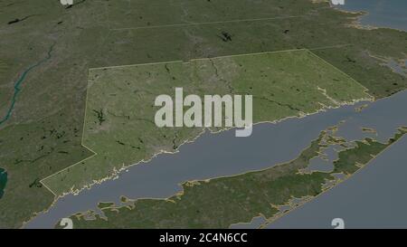 Zoom in on Connecticut (state of United States) outlined. Oblique ...