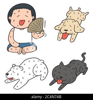 Illustration of Boy and Hot Weather Stock Vector Image & Art - Alamy
